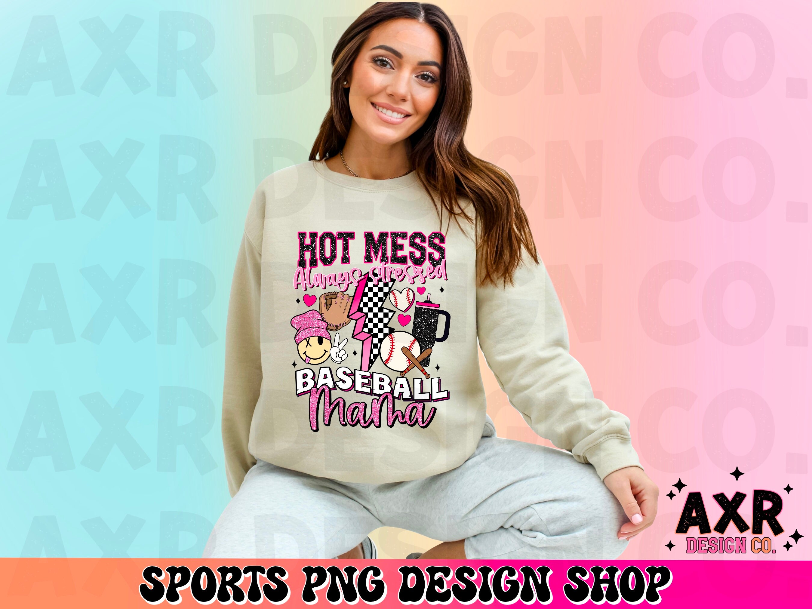 Hot Mess Always Stressed Cheer Mama Png, Retro Cheer Sublimation Design ...