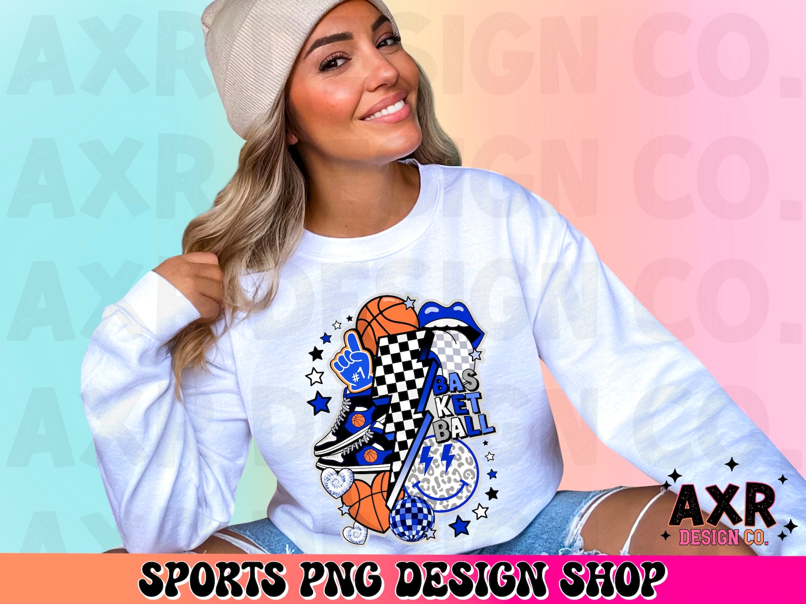 Retro Basketball Sublimation Designs Digital Download, Royal Blue ...