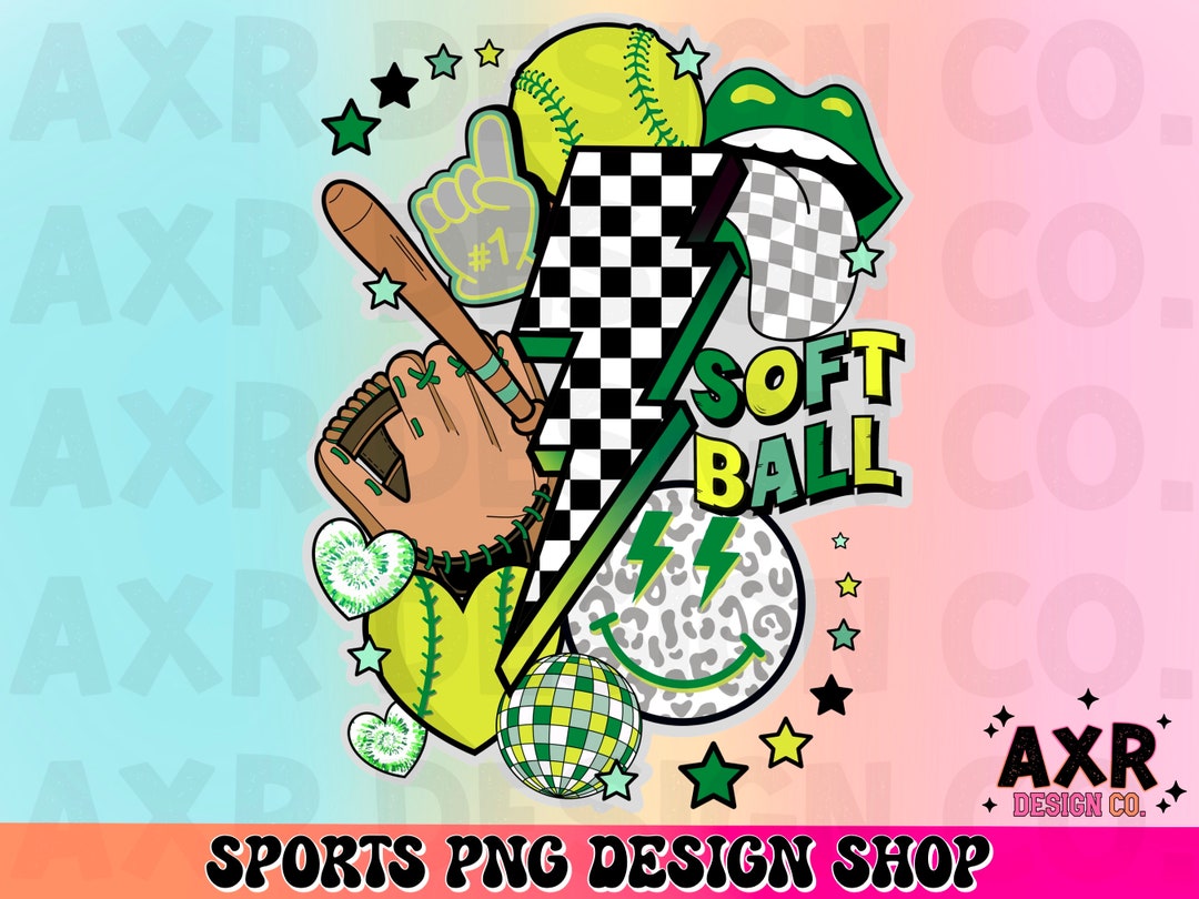 Retro Softball Collage Png, Softball Sublimation Design, Softball ...
