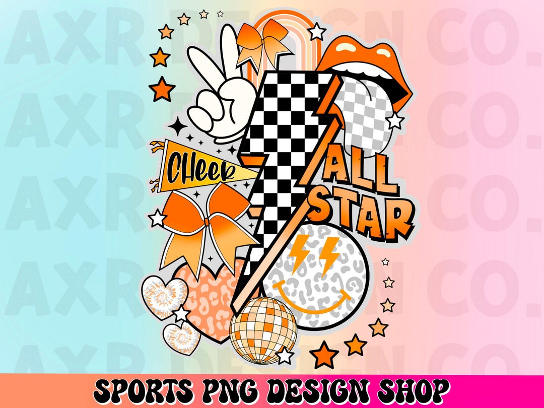 All Star Cheer Png, Cheerleading Sublimation, Orange Cheer Team Png ...