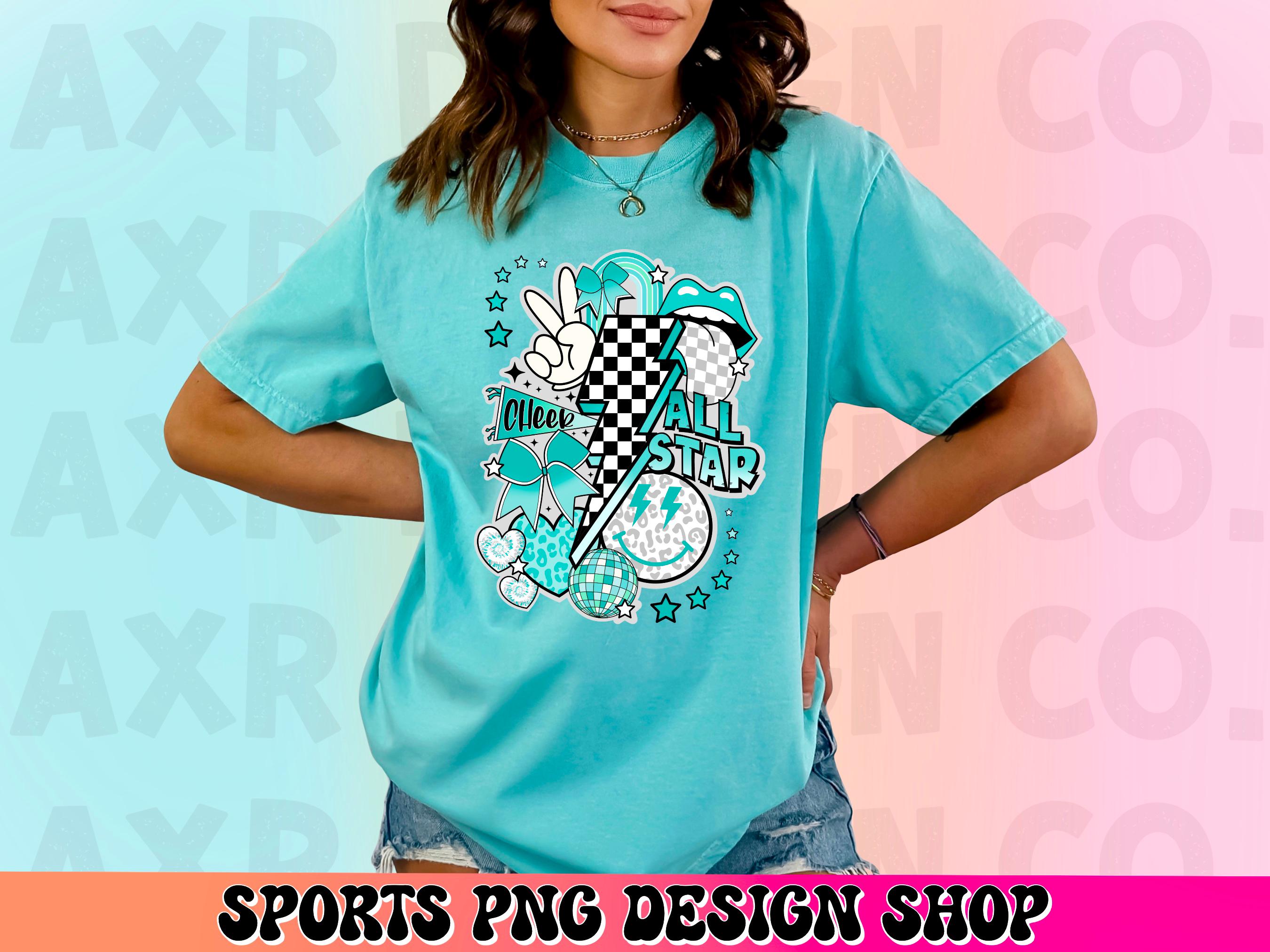 All Star Cheer Png, Cheerleading Sublimation, Teal Cheer Team Png, All ...