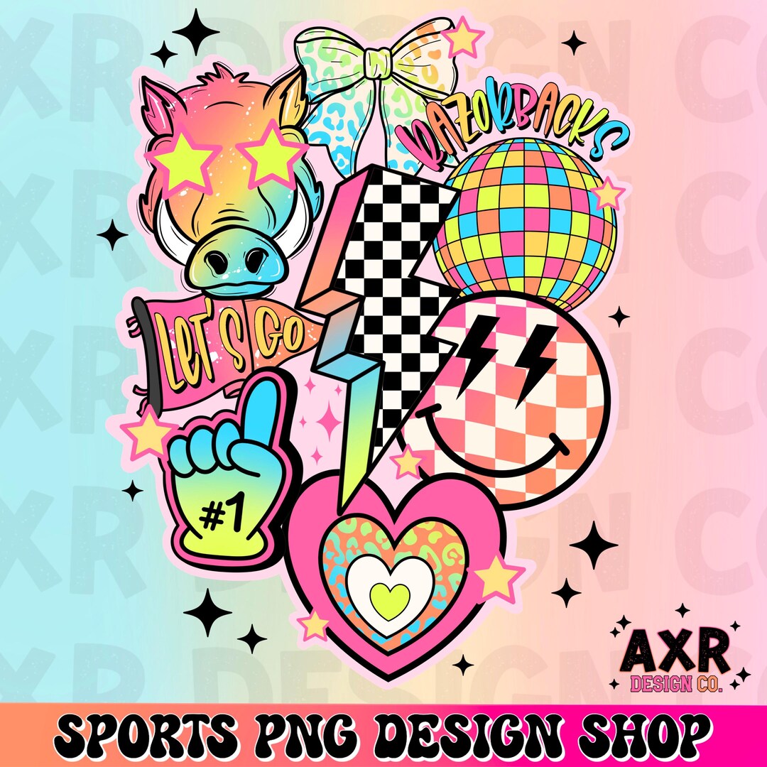 Razorbacks Preppy Mascot Png, Retro Razorbacks Mascot School Spirit ...