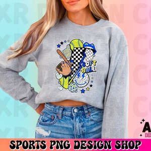 Retro Softball Collage Png, Softball Sublimation Design, Softball ...