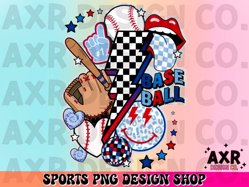 Retro Baseball Collage Png, Baseball Sublimation Design, Baseball Game ...