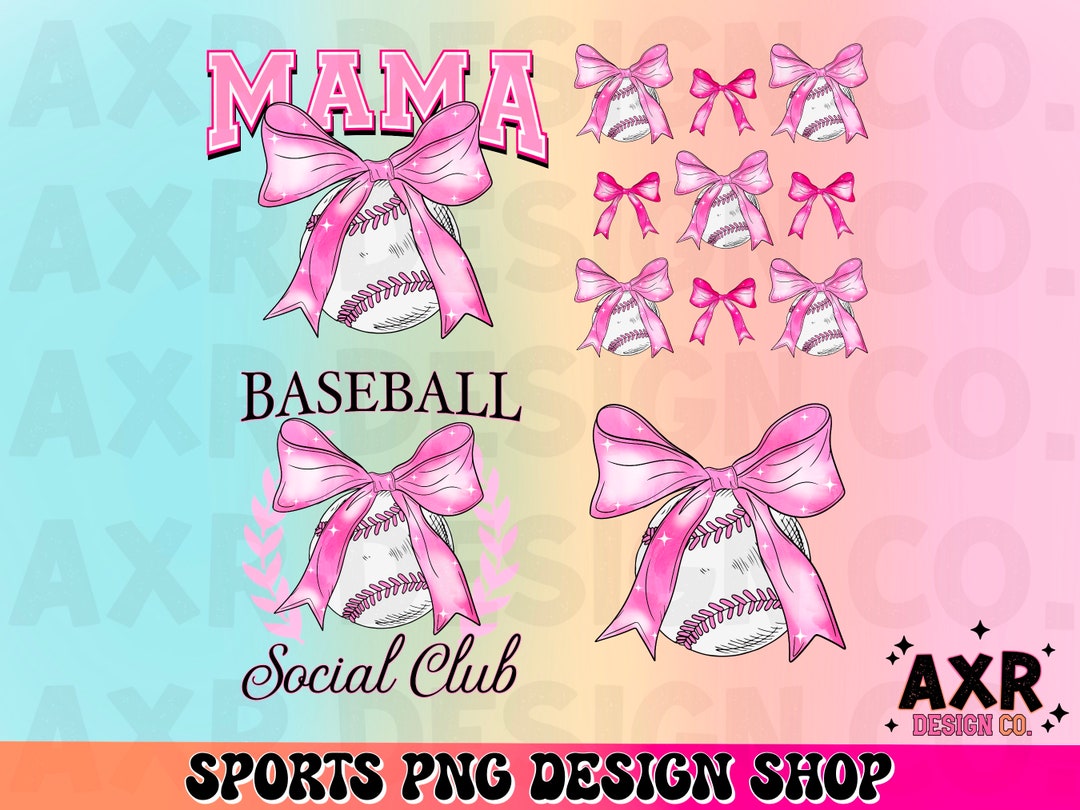 Coquette Bow Baseball Png Bundle, Baseball Mama Png, Baseball Social ...
