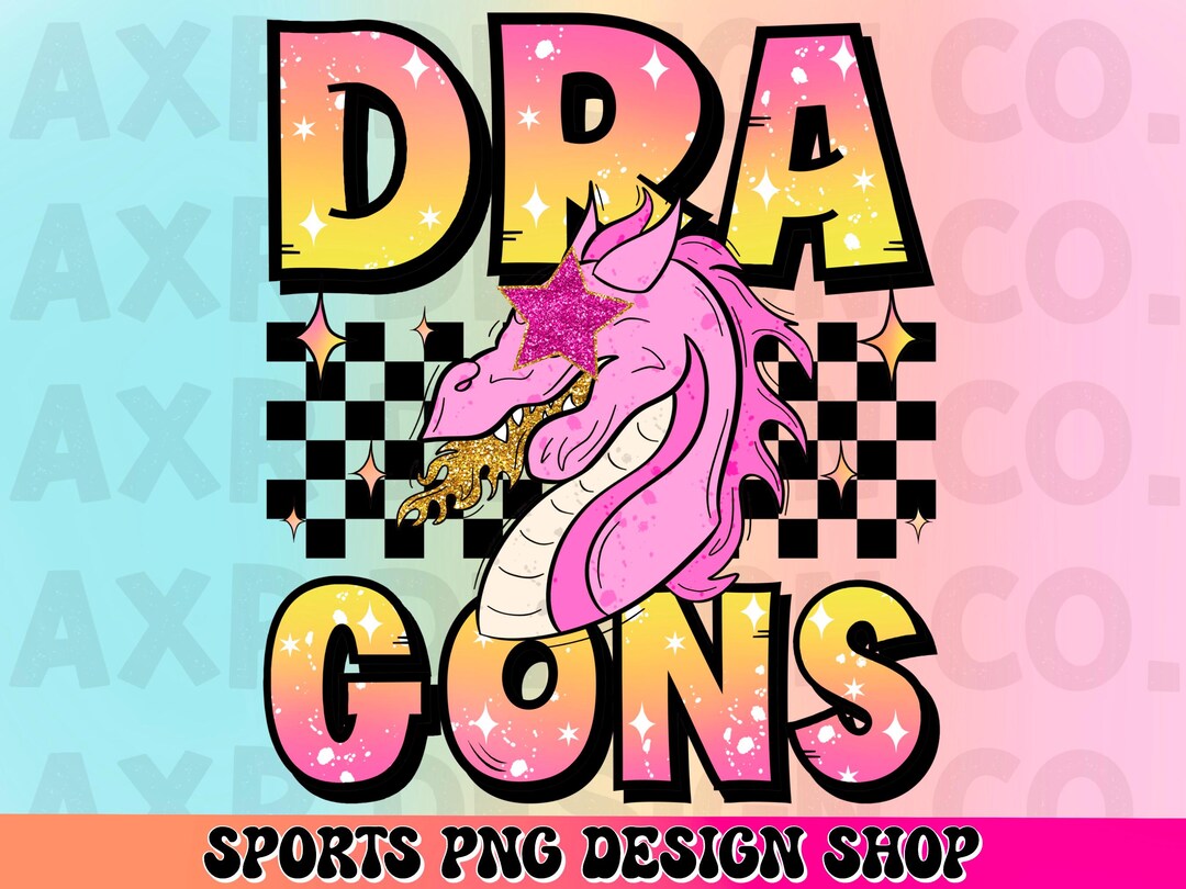 Dragons Preppy Mascot Png, Dragons Mascot School Spirit Design, Retro ...