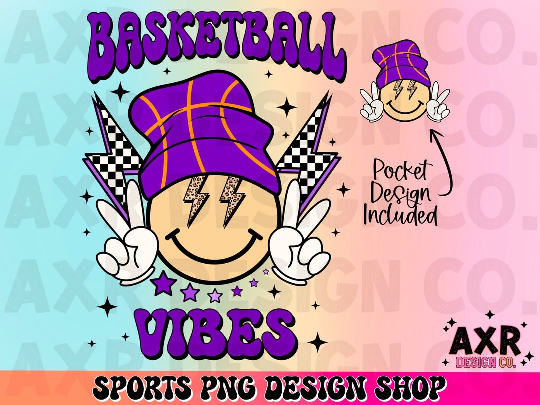 Retro Basketball Vibes Png, Basketball Sublimation Design, Basketball ...