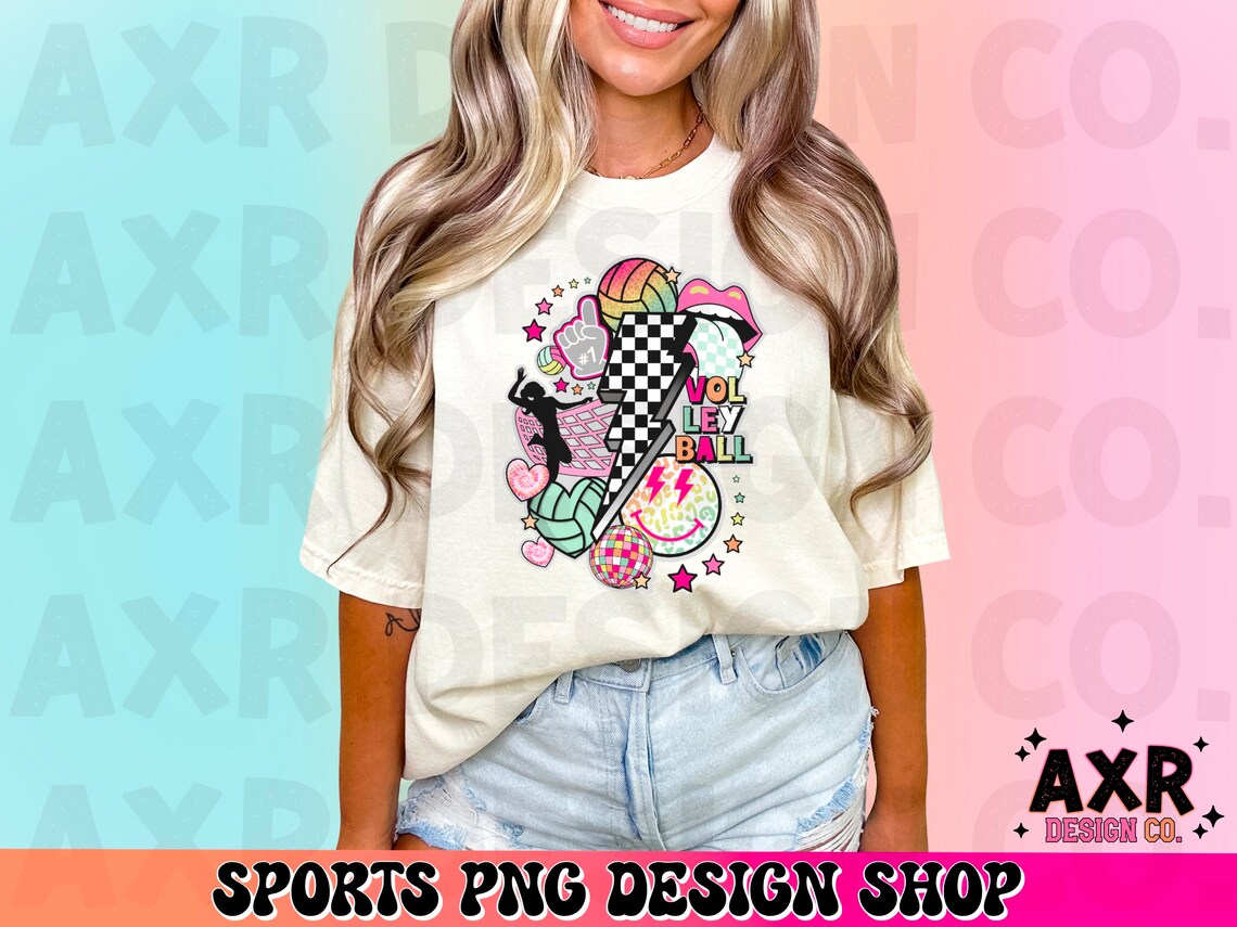 Retro Volleyball Collage Png, Volleyball Sublimation Design, Volleyball ...