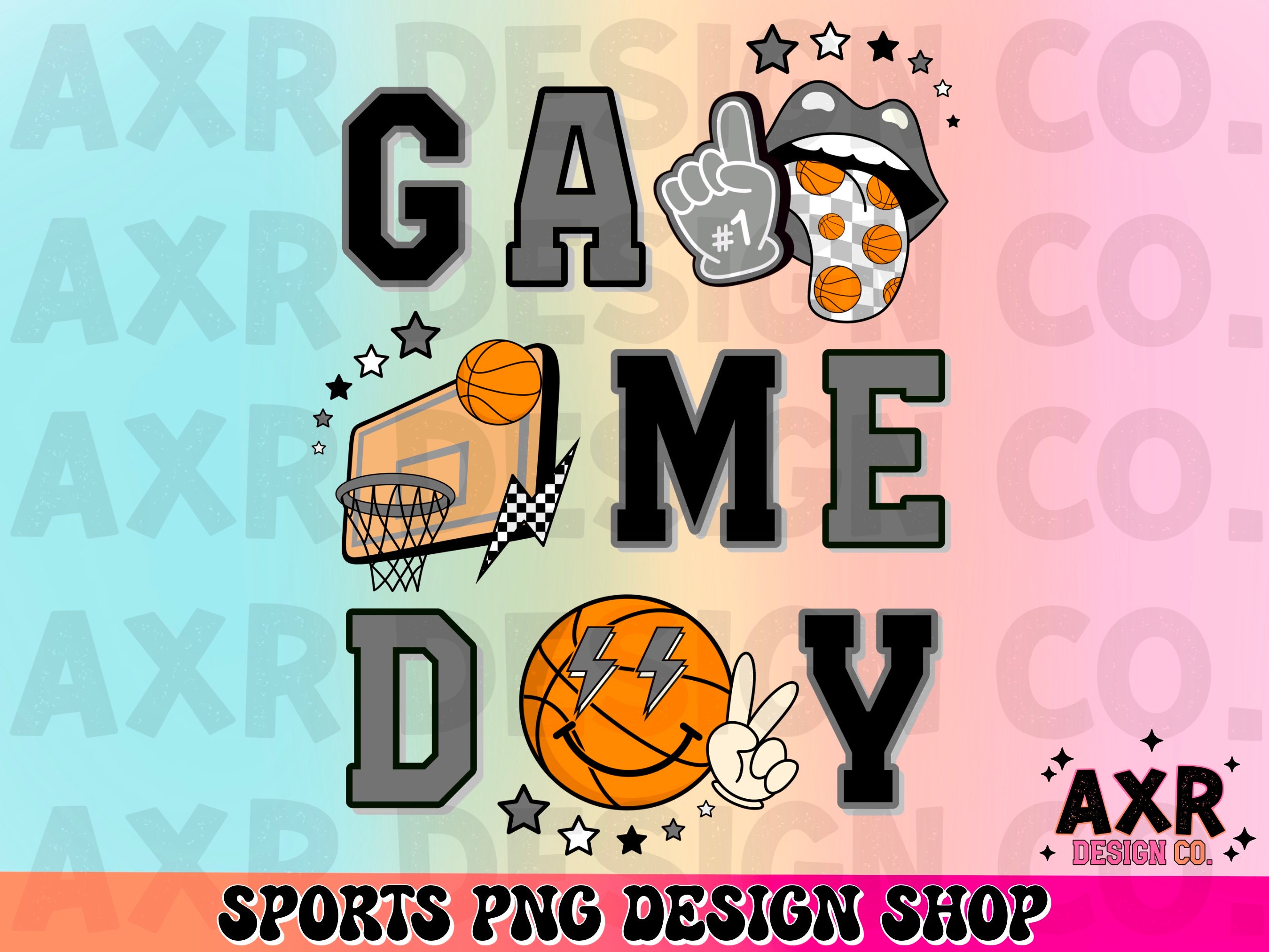 Retro Basketball Game Day Png, Basketball Sublimation Design, College ...