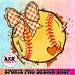 Softball Coquette Bow Png, Cute Orange and White Softball Sublimation ...
