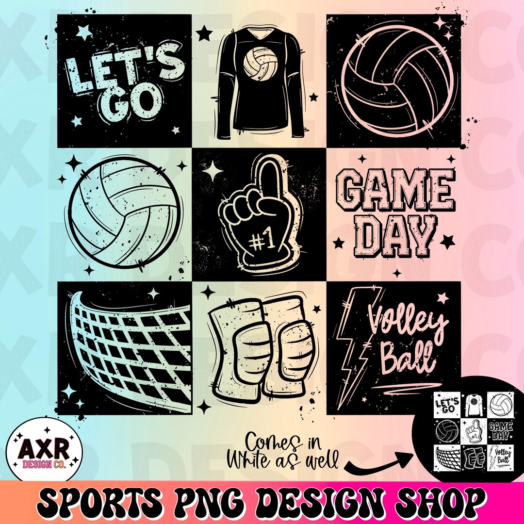 Retro Volleyball Collage Png, Volleyball Sublimation Design, Volleyball ...