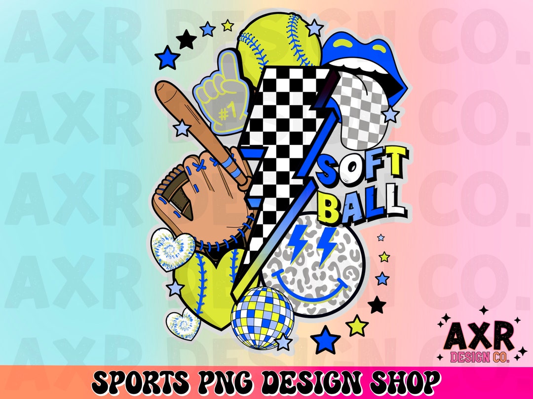 Retro Softball Collage Png, Softball Sublimation Design, Softball ...