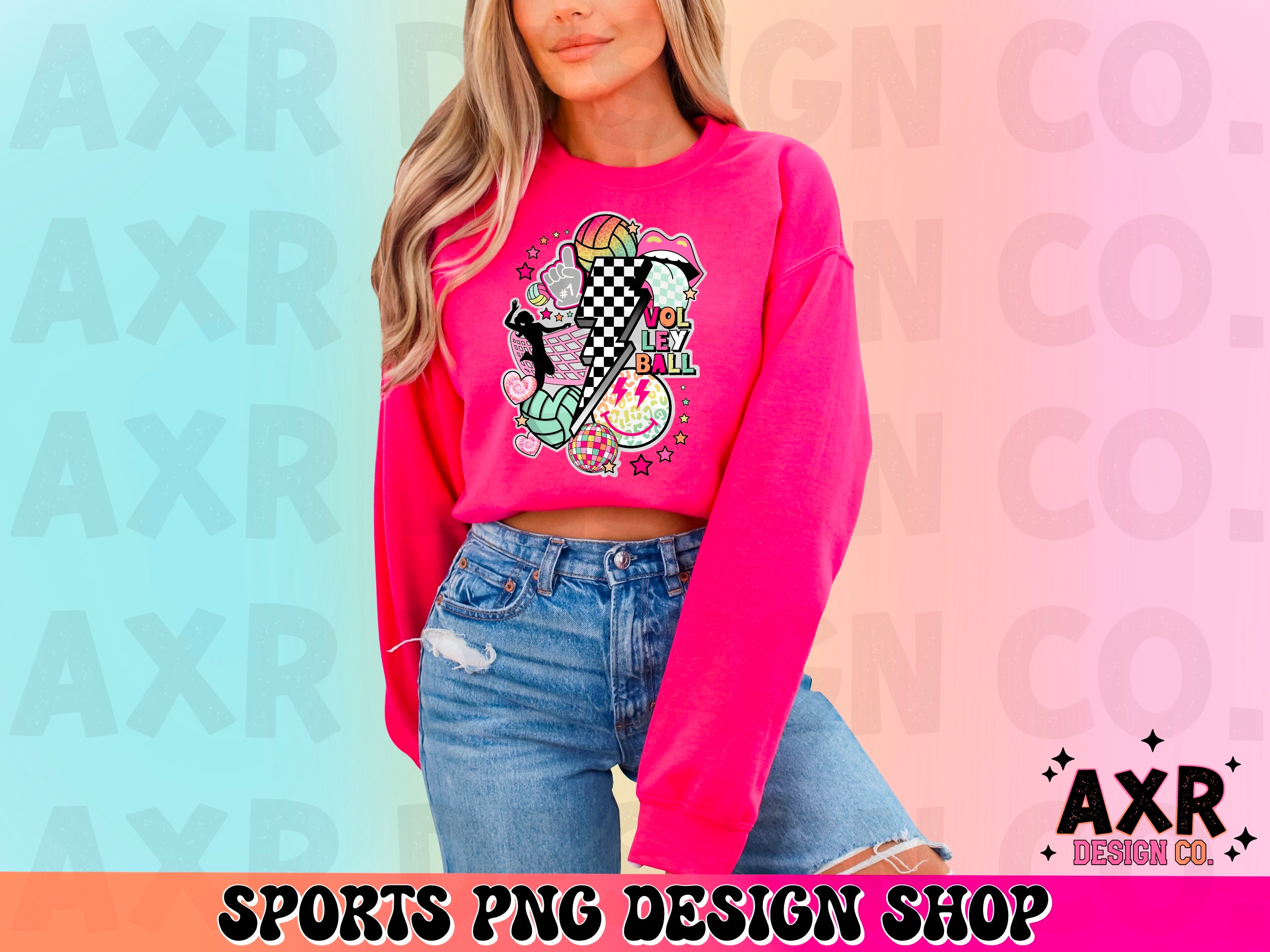 Retro Volleyball Collage Png, Volleyball Sublimation Design, Volleyball ...