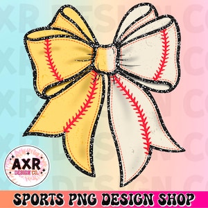 Softball and Baseball Coquette Bow Png, Cute Glitter Softball Bow ...