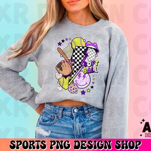 Retro Softball Collage Png, Softball Sublimation Design, Softball ...