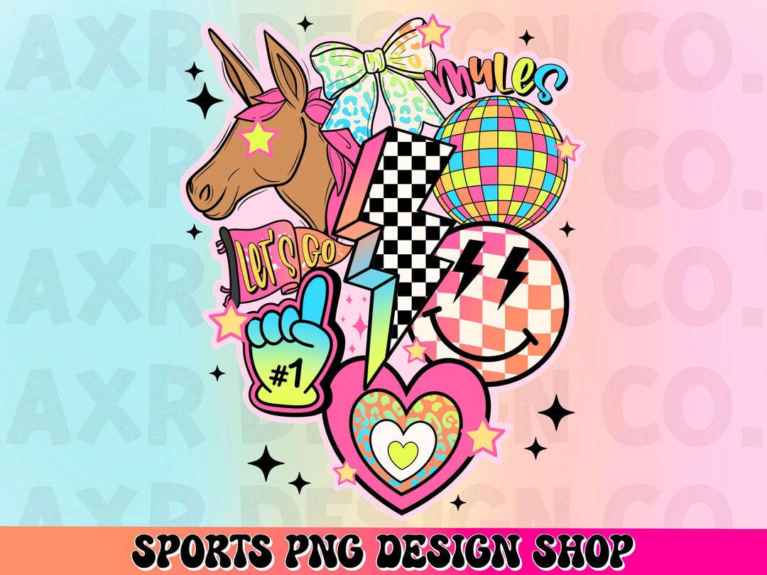 Mules Preppy Mascot Png, Retro Mules Mascot School Spirit Design ...