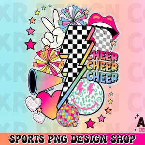 Retro Cheer Collage Png, Cheerleading Sublimation Design, Cheer Team ...