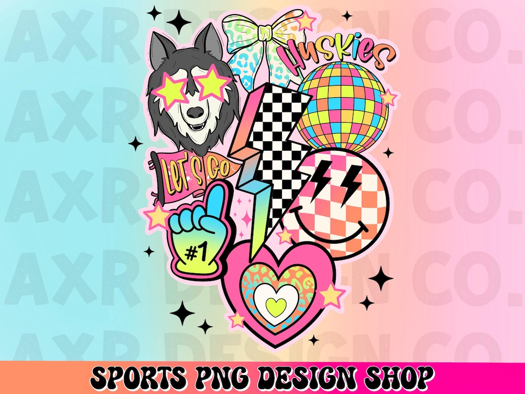 Huskies Preppy Mascot Png, Retro Huskies Mascot School Spirit Design ...