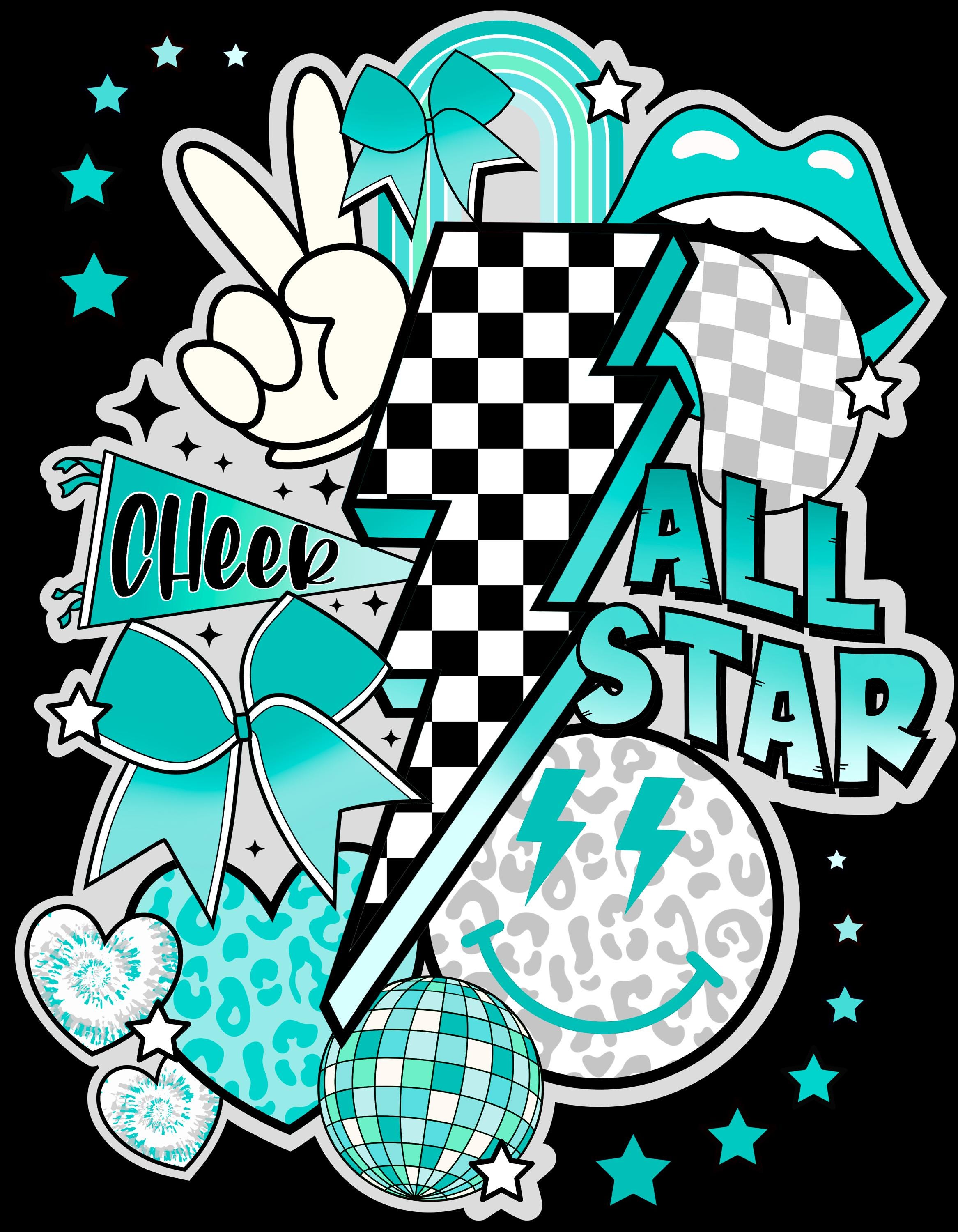 All Star Cheer Png, Cheerleading Sublimation, Teal Cheer Team Png, All ...