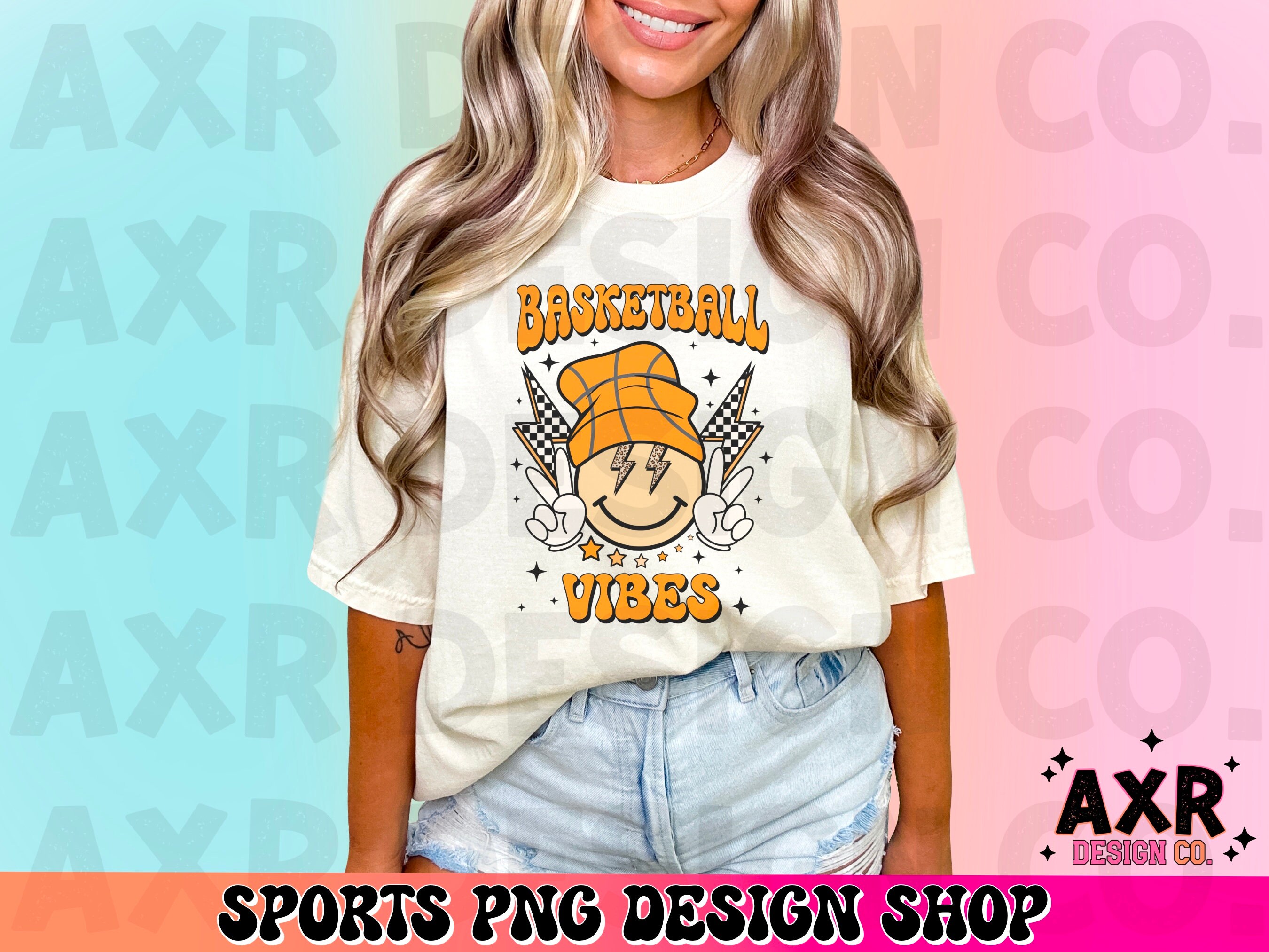 Retro Basketball Vibes Png, Basketball Sublimation Design, Basketball ...