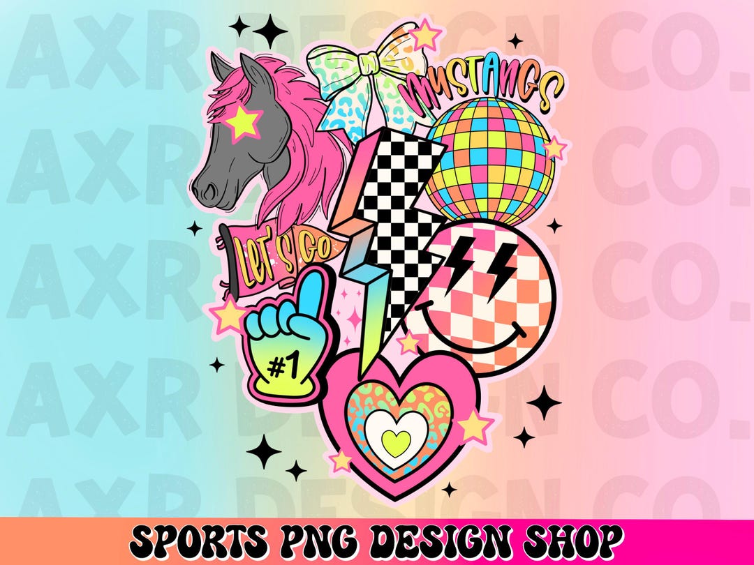 Mustangs Preppy Mascot Png, Retro Mustangs Mascot School Spirit Design ...