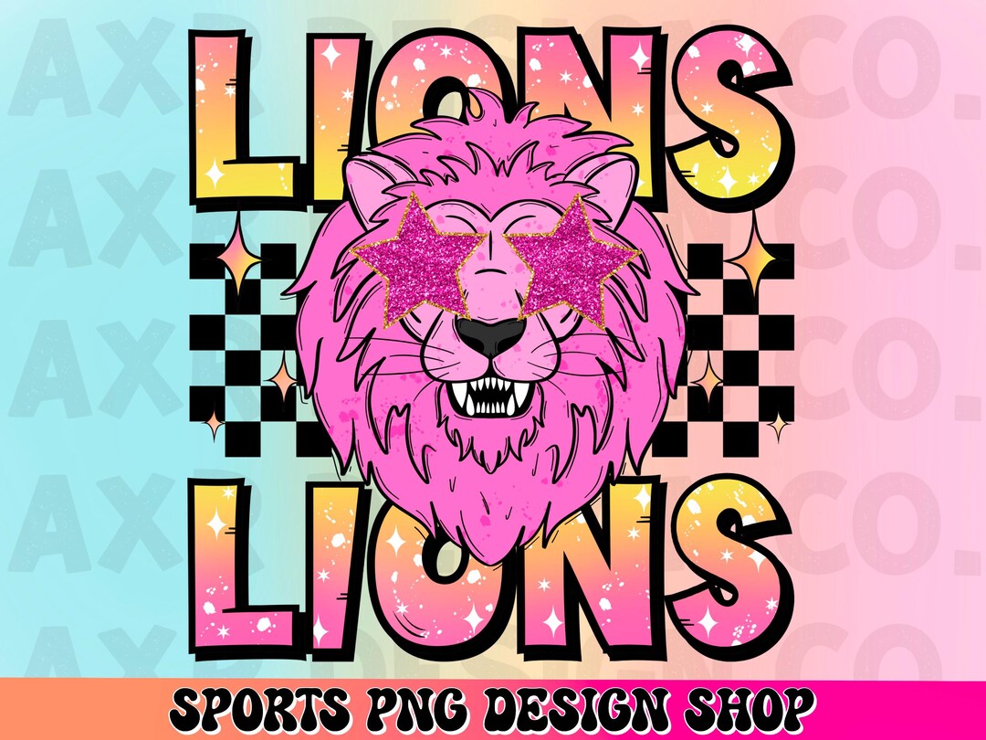 Lions Preppy Mascot Png, Lions Mascot School Spirit Design, Retro Lions ...