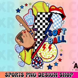 Retro Softball Collage Png, Softball Sublimation Design, Softball ...