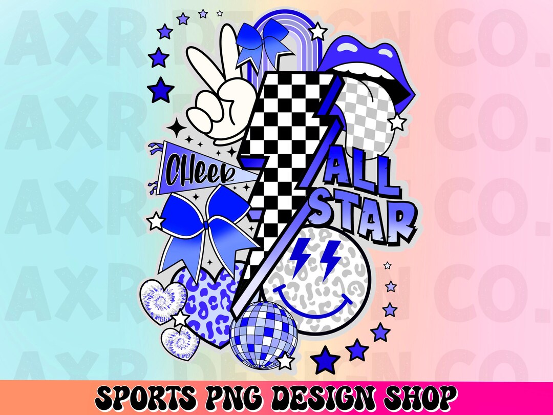 All Star Cheer Png, Cheerleading Sublimation, Blue Cheer Team Png, All ...