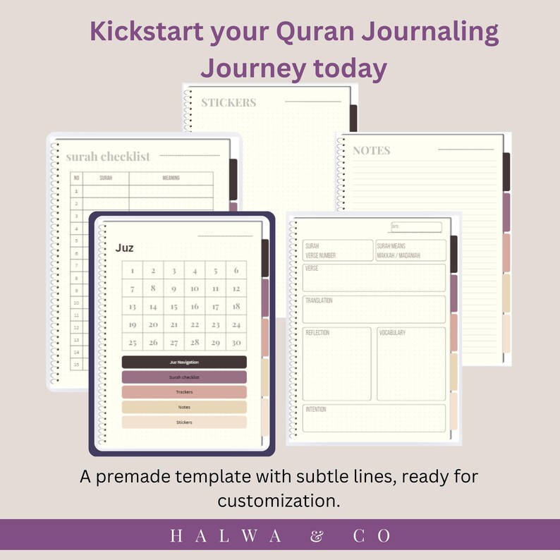 Simplified Quran Journal | Digital Islamic Planner for Quran ...
