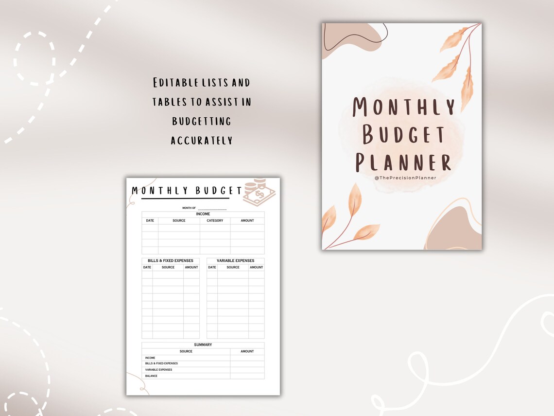3 Monthly Budget Planner Printable Monthly Bills Tracker Pay Check ...