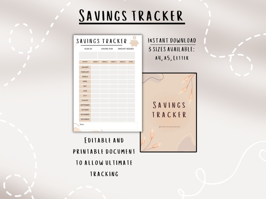 Digital Savings Tracker Saving Tracker Printable and Editable Monthly ...