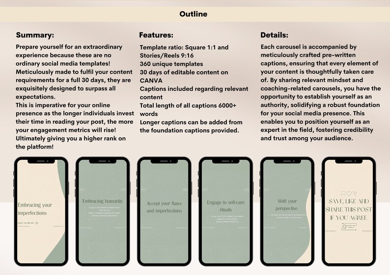 Mental Health & Mindset Carousels for CANVA Elegant Instagram Templates ...