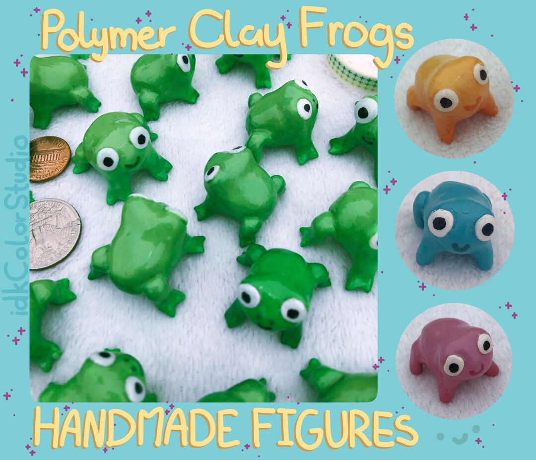 Small Frog Figures Cute and Unique Handmade Polymer Clay - Etsy