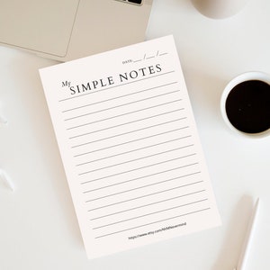 A Simple Notes Notepad, Printable Notepad, Simple Notes - Etsy
