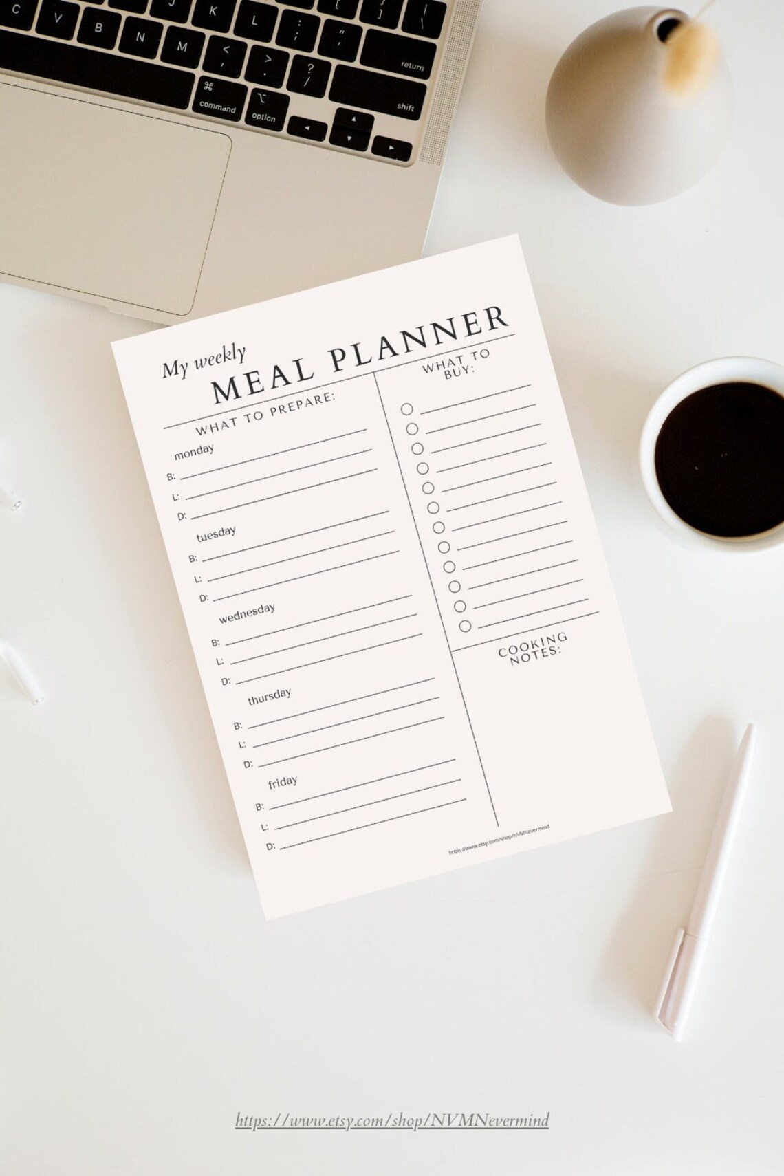 Simple Weekly Meal Planner, Printable Meal Planner - Etsy