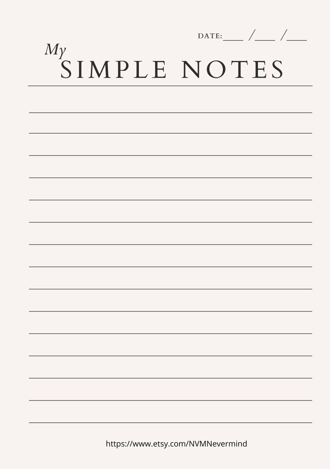A Simple Notes Notepad, Printable Notepad, Simple Notes - Etsy