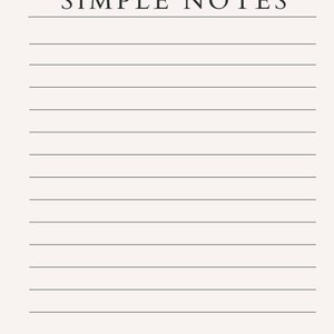 A Simple Notes Notepad, Printable Notepad, Simple Notes - Etsy