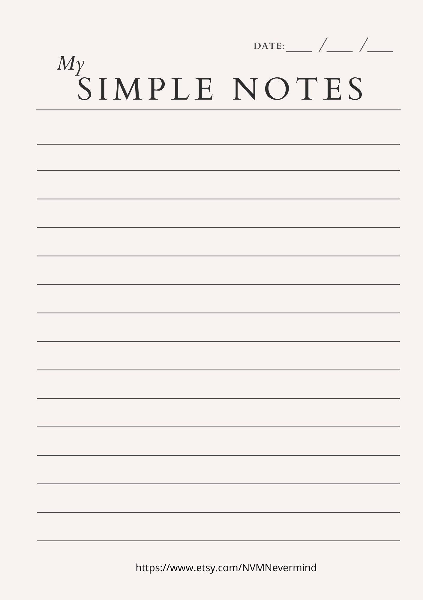 A Simple Notes Notepad, Printable Notepad, Simple Notes - Etsy