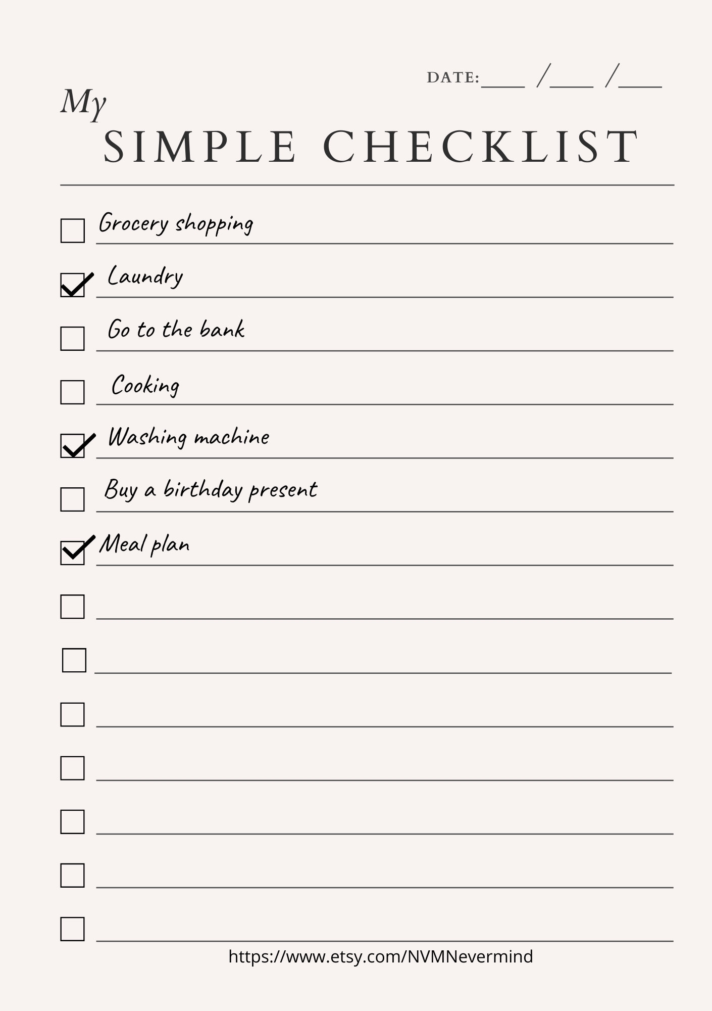 Simple Checklist, Printable Checklist - Etsy