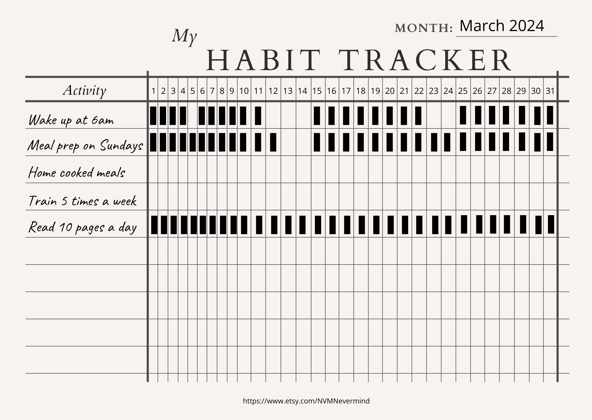 A Simple Habit Tracker, Printable Habit Tracker - Etsy