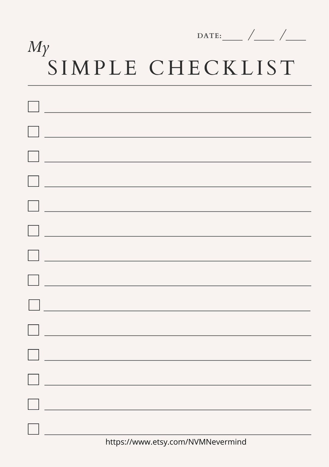 Simple Checklist, Printable Checklist - Etsy