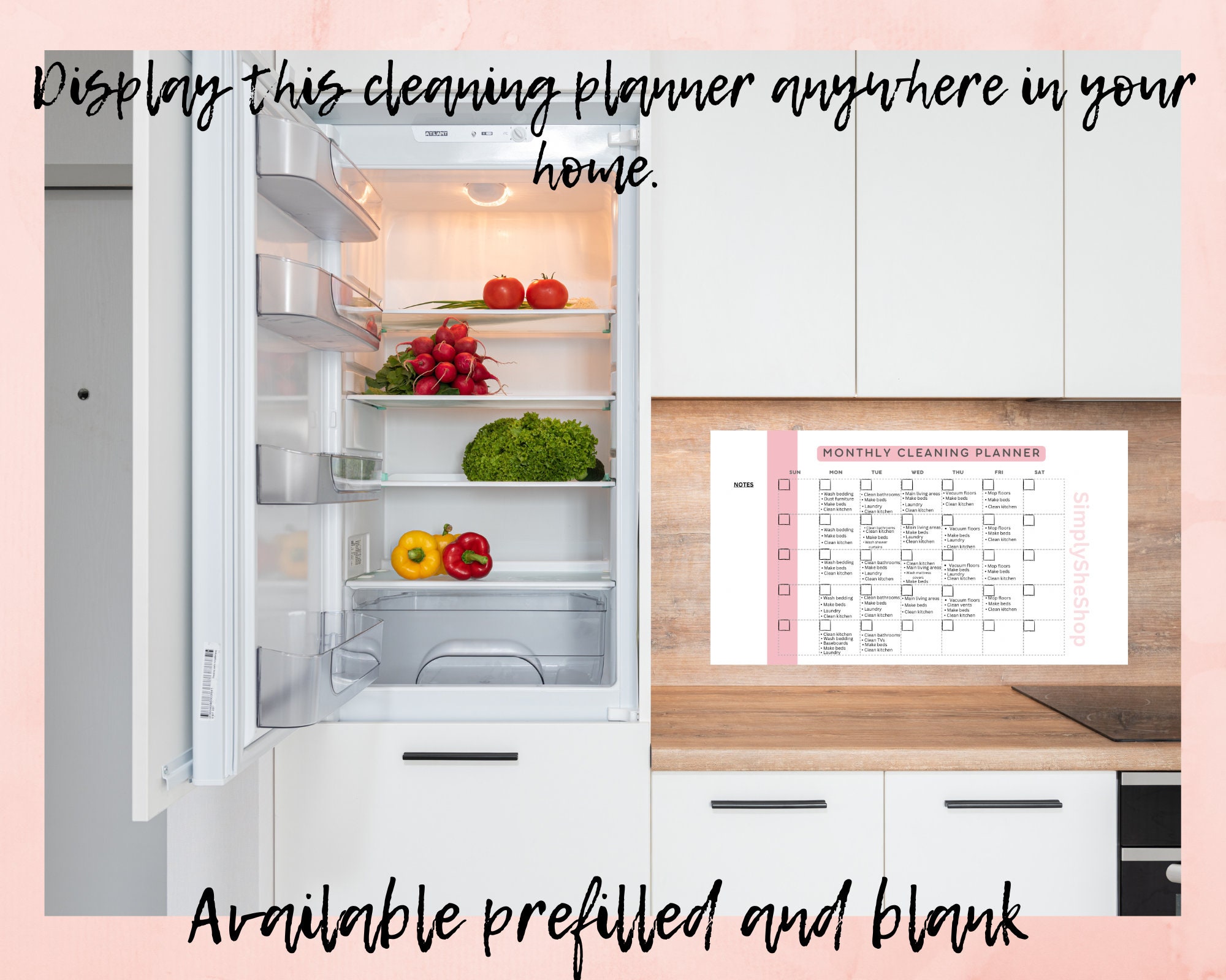Monthly Cleaning Calendar Bundle, Prefilled and Blank Version Available ...