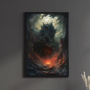 Father Dagon Lovecraft Print Dark Sea God Art Poster Temperance Canvas ...