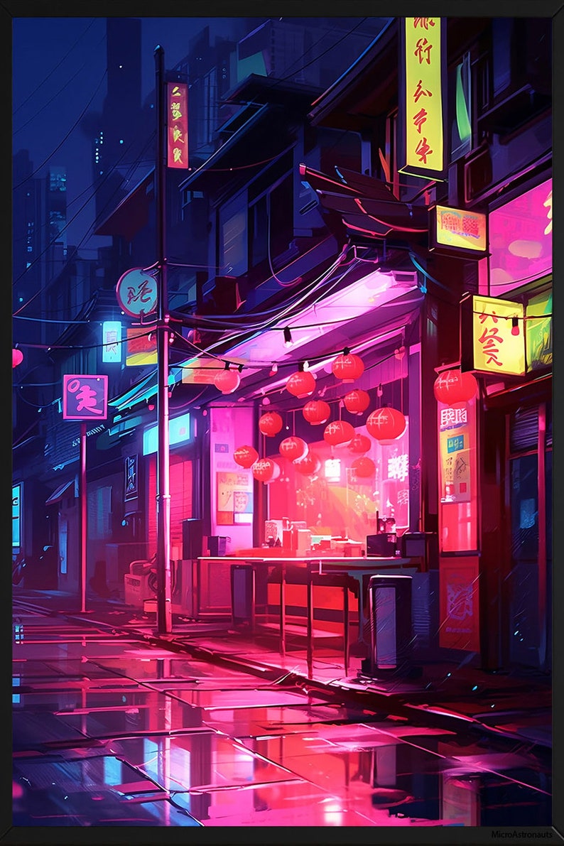 Cyberpunk Ramen Shop Print Cyber Punk Wall Art Red Lantern Poster ...