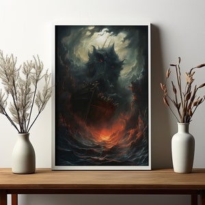 Father Dagon Lovecraft Print Dark Sea God Art Poster Temperance Canvas ...