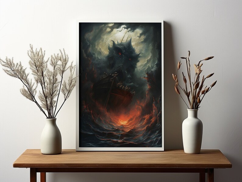 Father Dagon Lovecraft Print Dark Sea God Art Poster Temperance Canvas ...