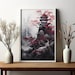 Traditional Japanese Temple Poster Day Eastern Art Print Feudal Japan ...