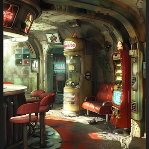 Retro Futuristic Bunker Print Vintage 50s Retrofuturism Wall Art ...