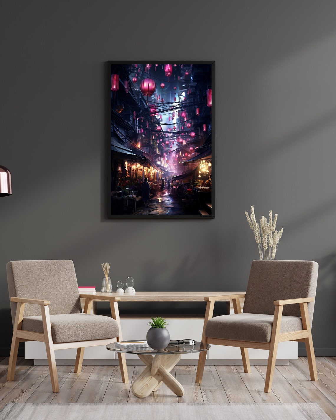 Cyberpunk Flea Market Print Cyber Punk Wall Art Red Lantern Poster ...