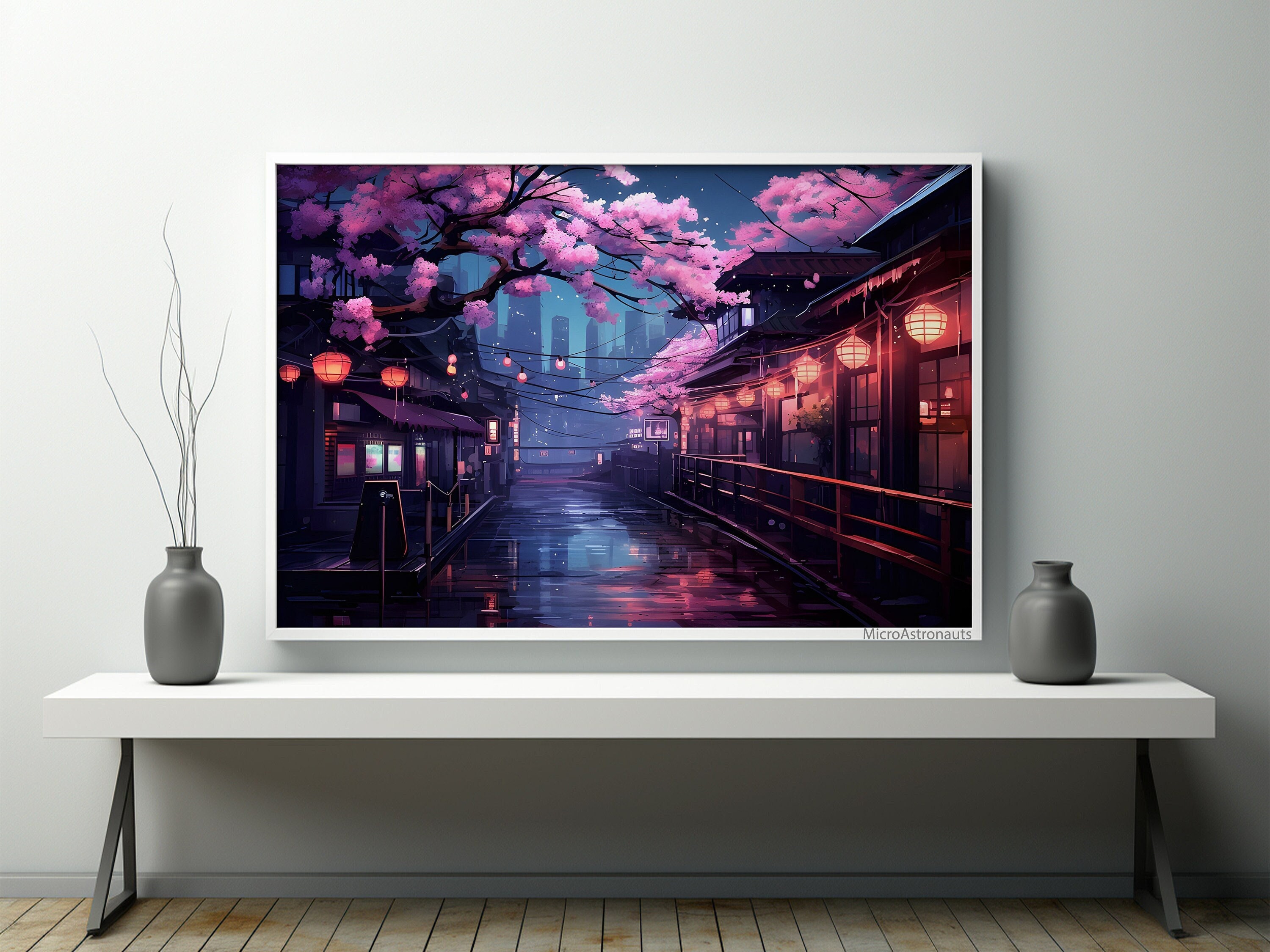 Cyberpunk Red Lantern Print Cyber Punk Wall Art Red Lights Poster ...